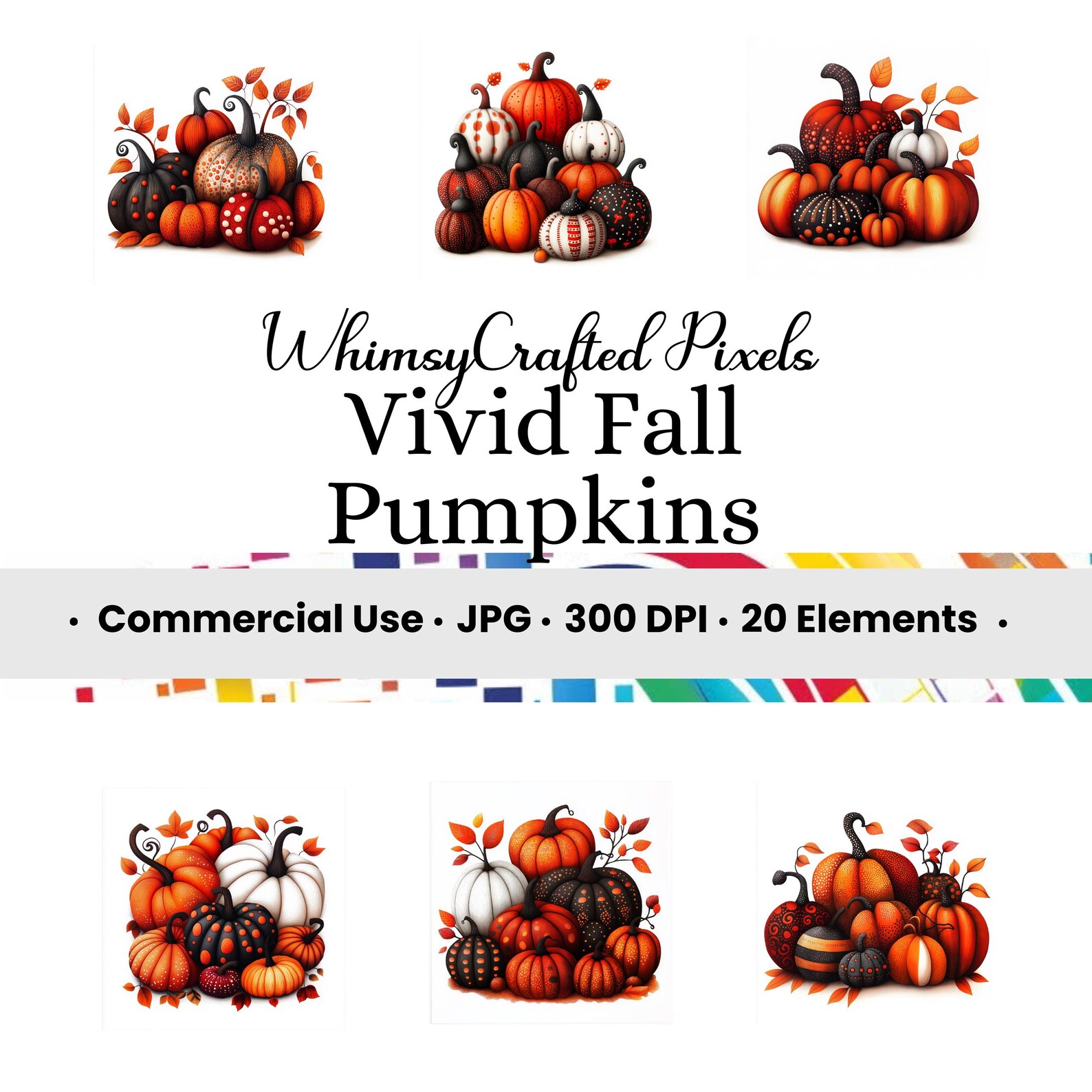 Vivid Fall Pumpkin Digital Pages | Autumn Printable Digital Backgrounds ...