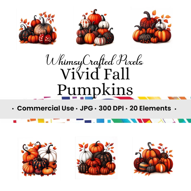 Vivid Fall Pumpkin Digital Pages | Autumn Printable Digital Backgrounds ...