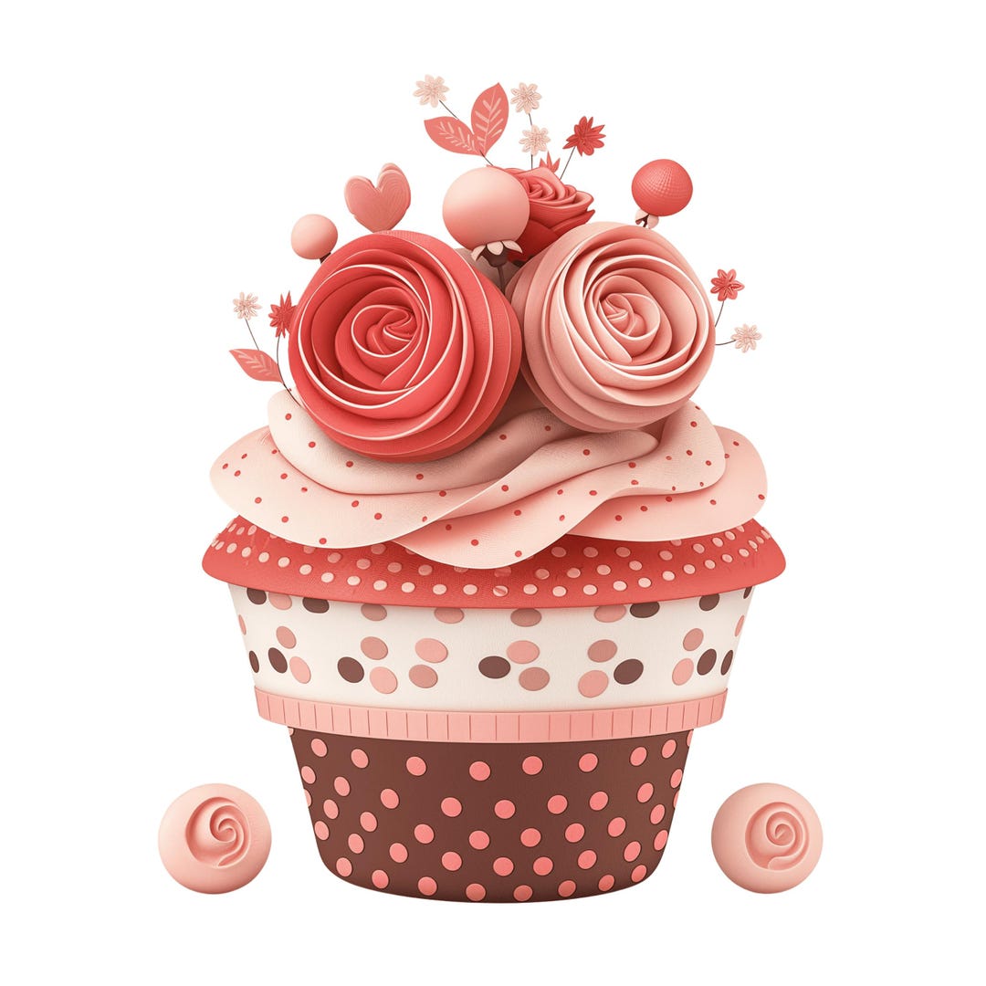 Pink Floral Cupcakes Clip Art Set | Digital Cupcake Images for ...
