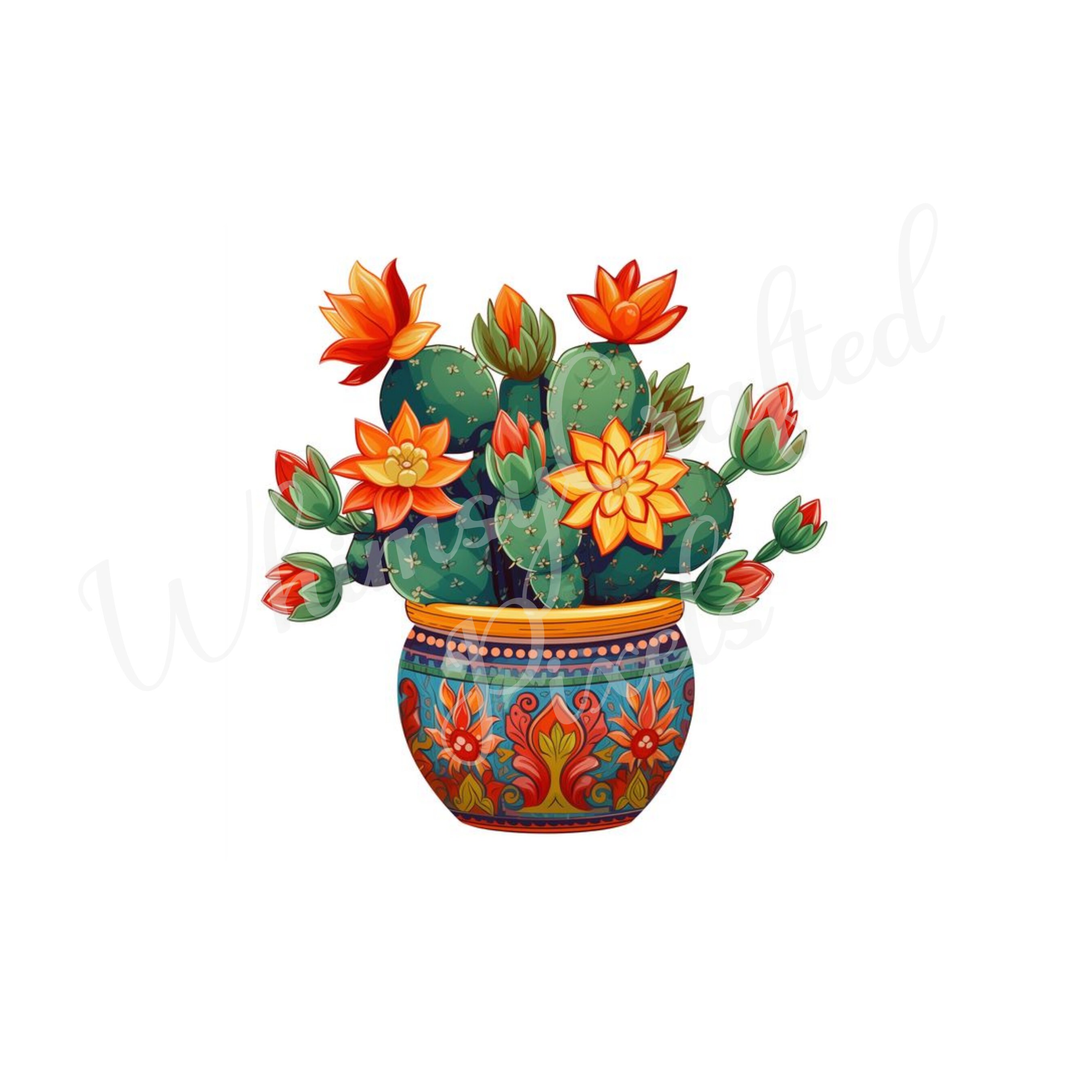 Colorful Cacti Digital Pages Pretty Printable Digital Backgrounds for ...