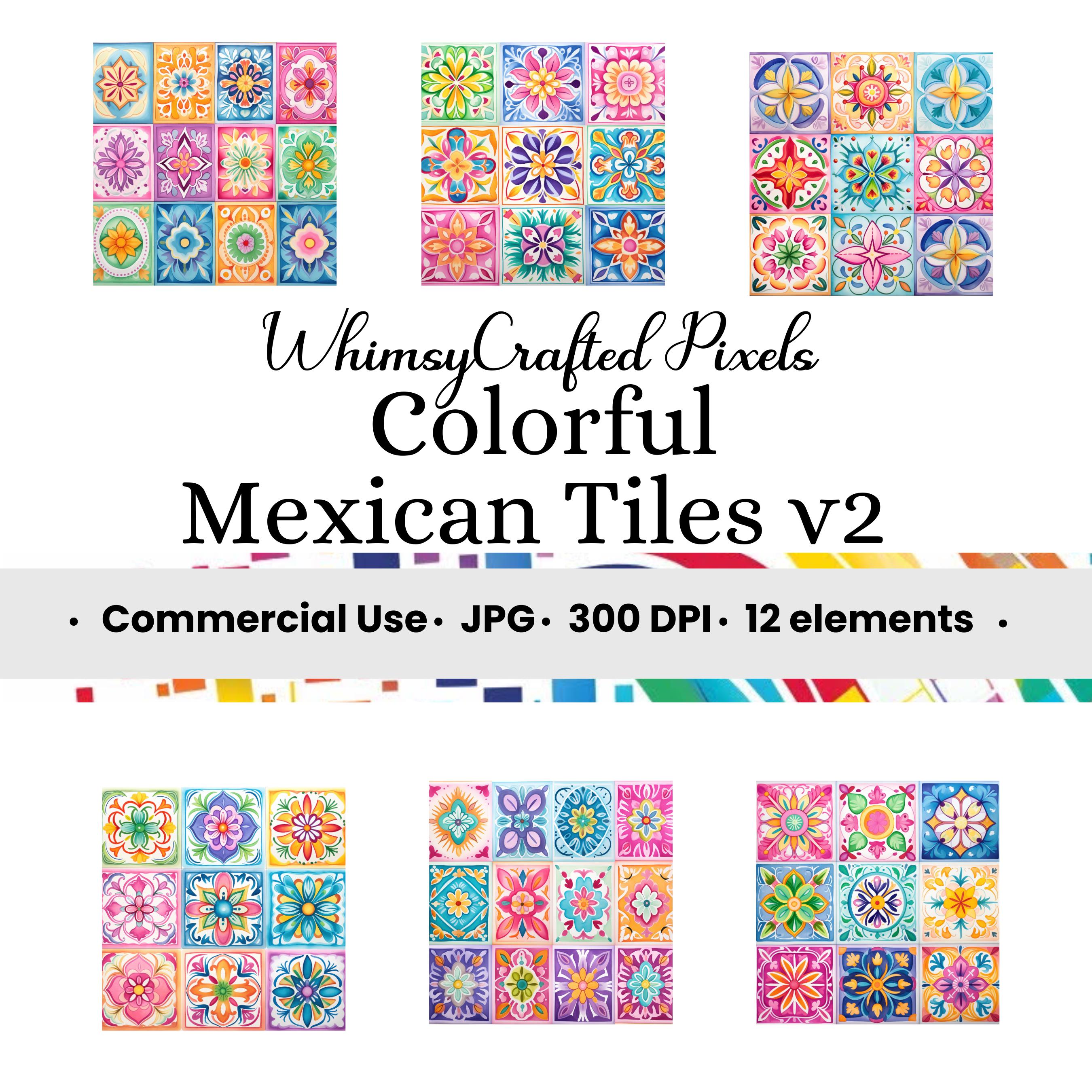 Colorful Mexican Tiles V2 Digital Pages | Tile Printable Digital ...