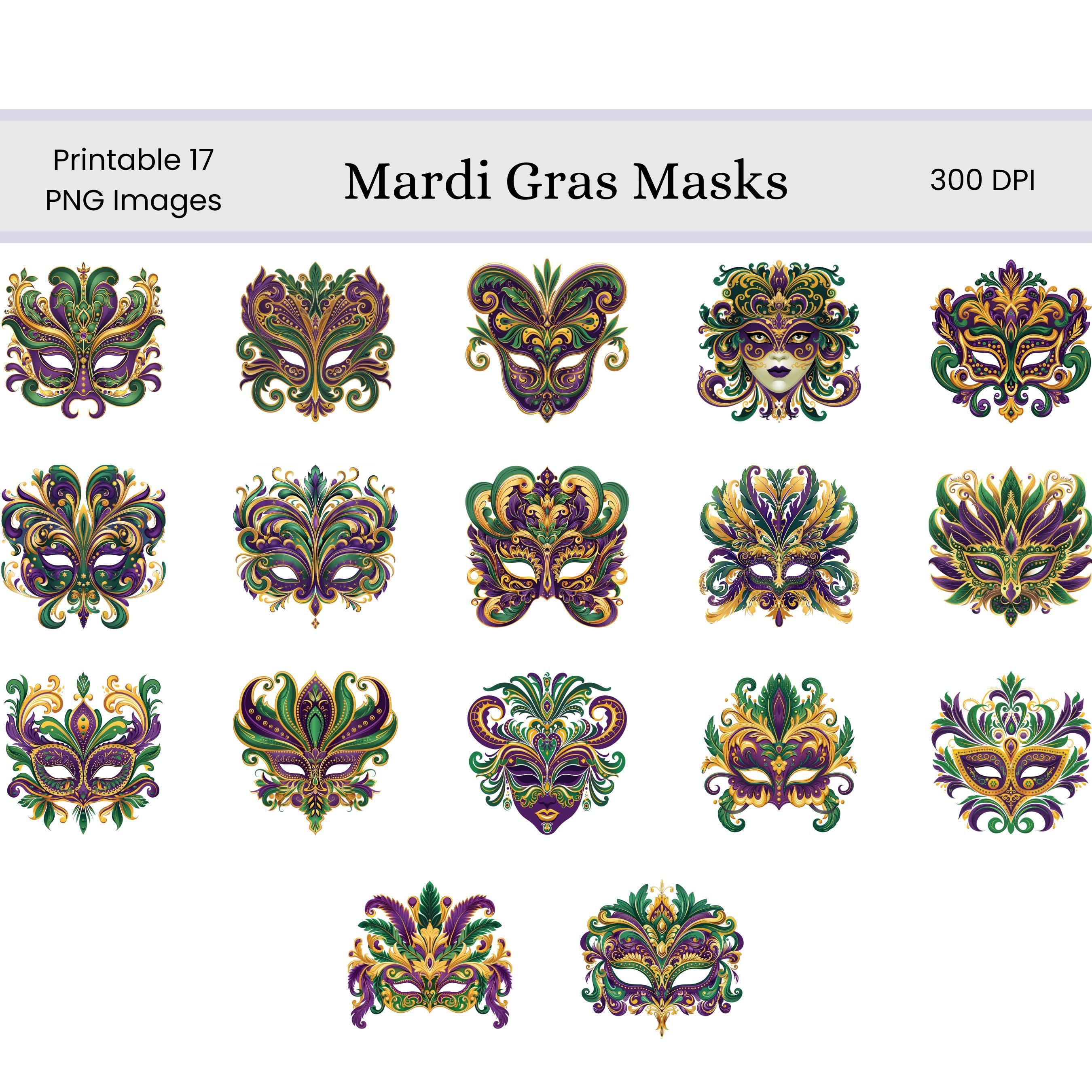 Mardi Gras Masks Clip Art Set | Festive Digital Images for Scrapbooks ...