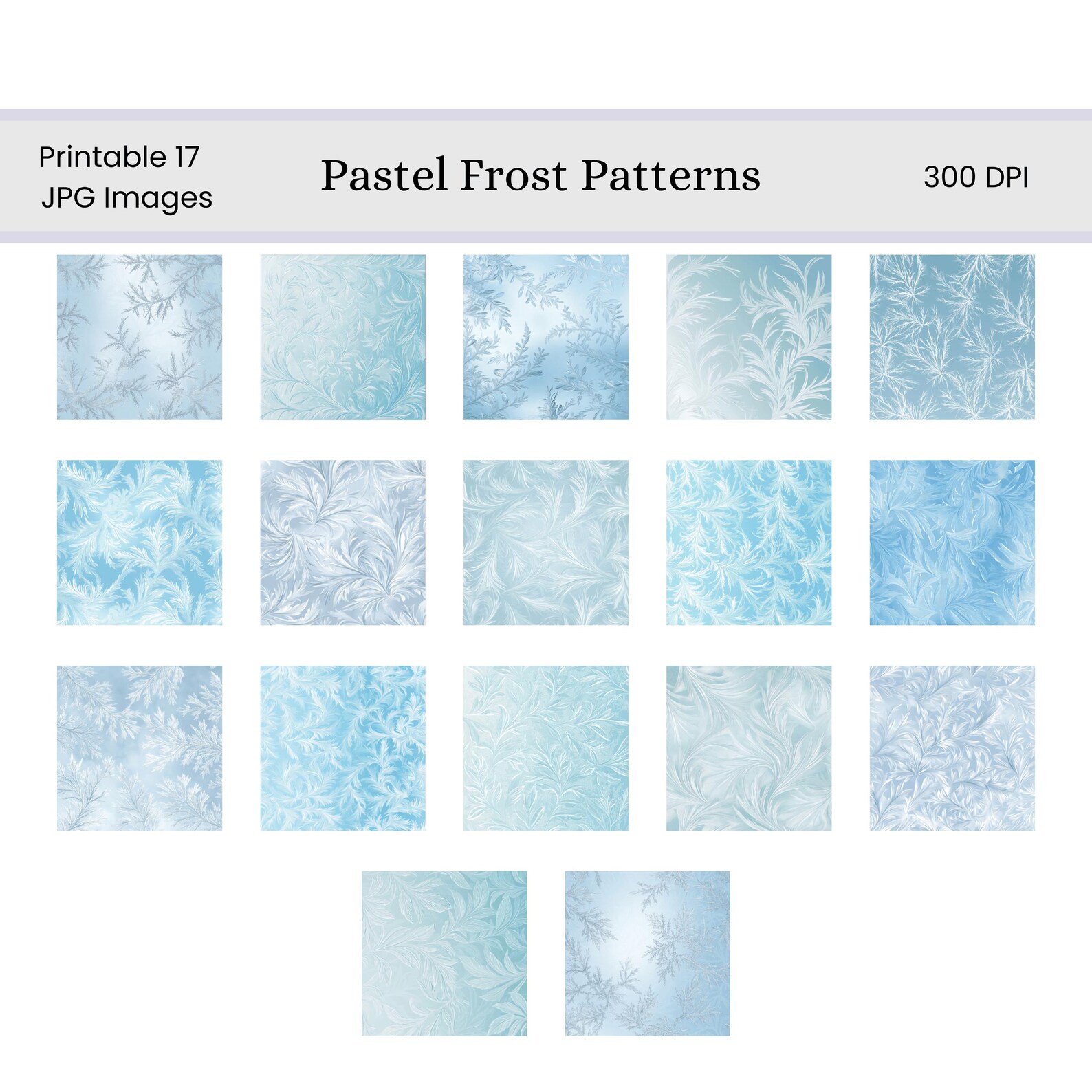 Pastel Frost Patterns Digital Pages | Printable Digital Winter ...