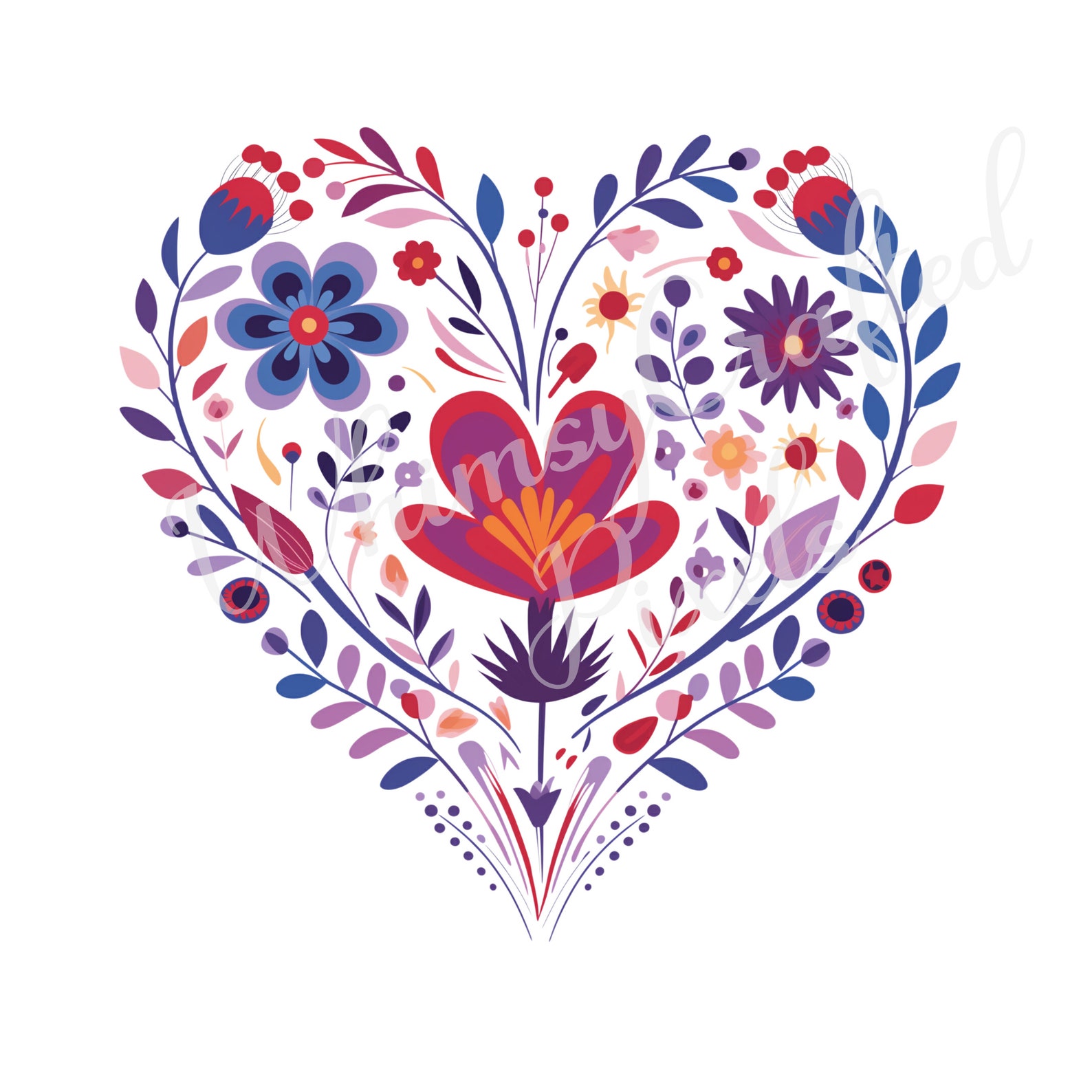 Floral Heart Clip Art Set | Pretty Digital Images | for Scrapbooks ...