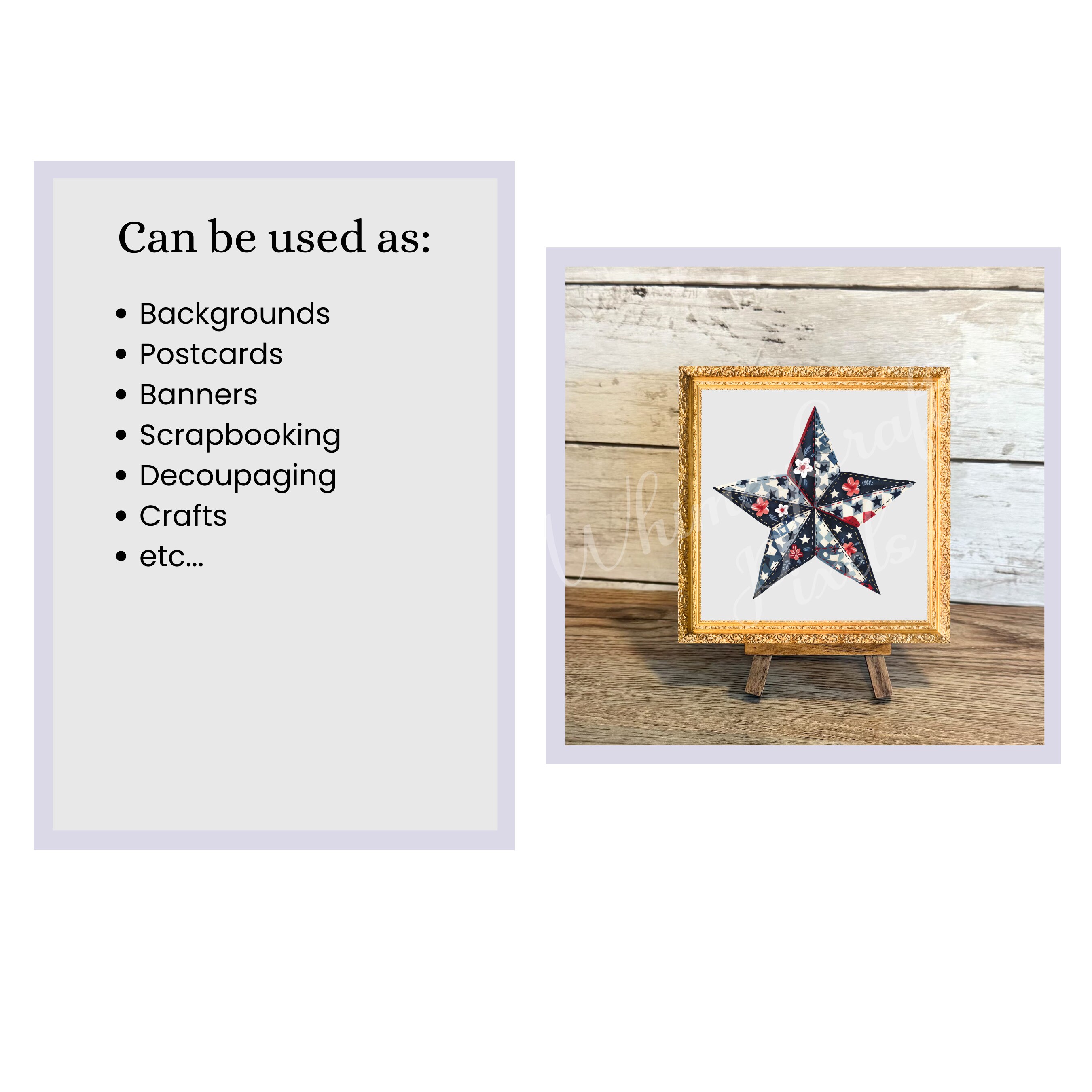 Patriotic Patchwork Stars Clip Art Set | Digital Images | for ...