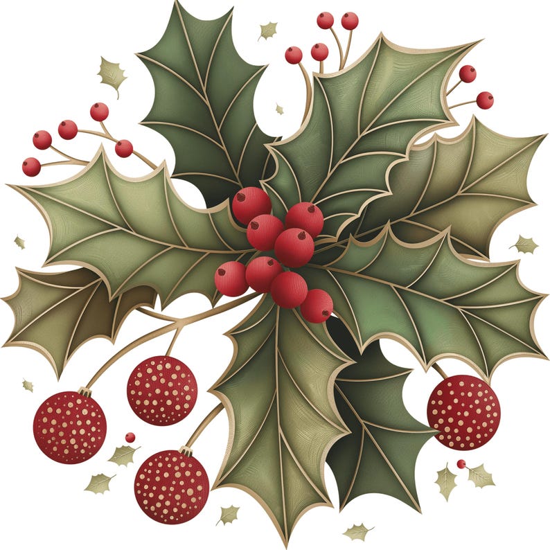 Christmas Holly Clip Art Set | Holiday Digital Images | Scrapbooks ...