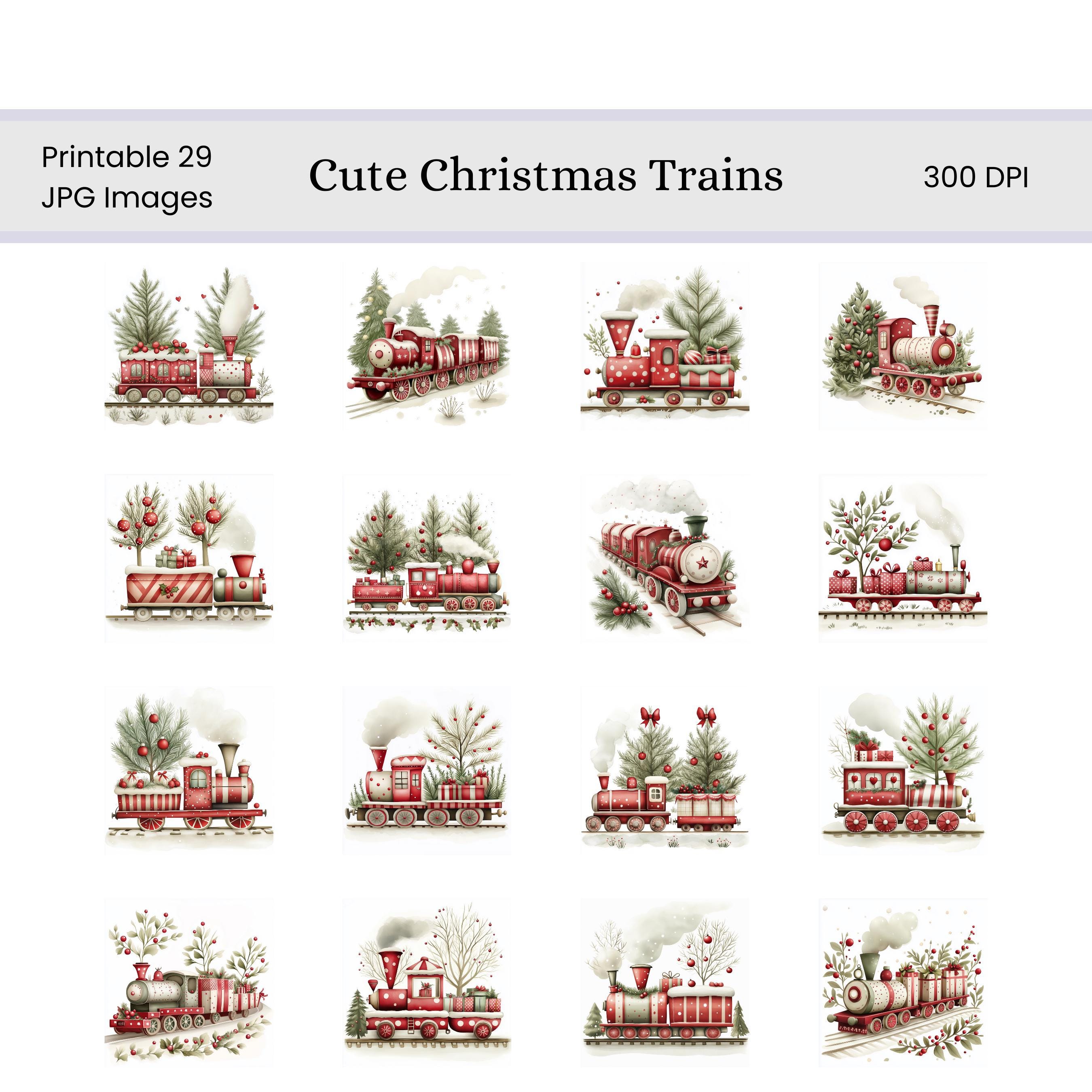 Cute Christmas Trains Digital Pages | Holiday Printable Digital ...