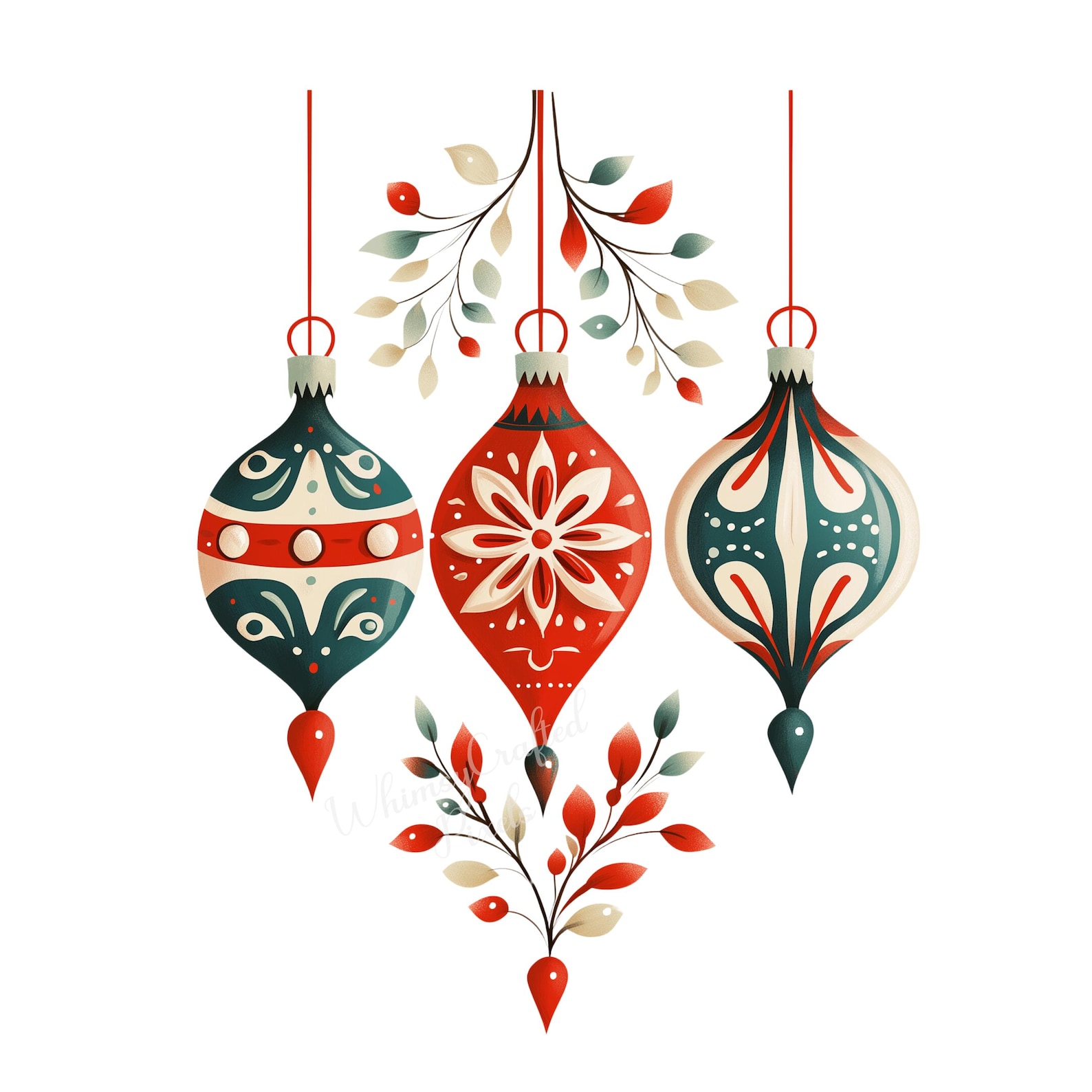 Scandi Christmas Ornaments Clip Art Set Holiday Digital Images ...