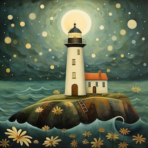 Whimsical Lighthouses Digital Pages | Lighthouse Printable Digital ...