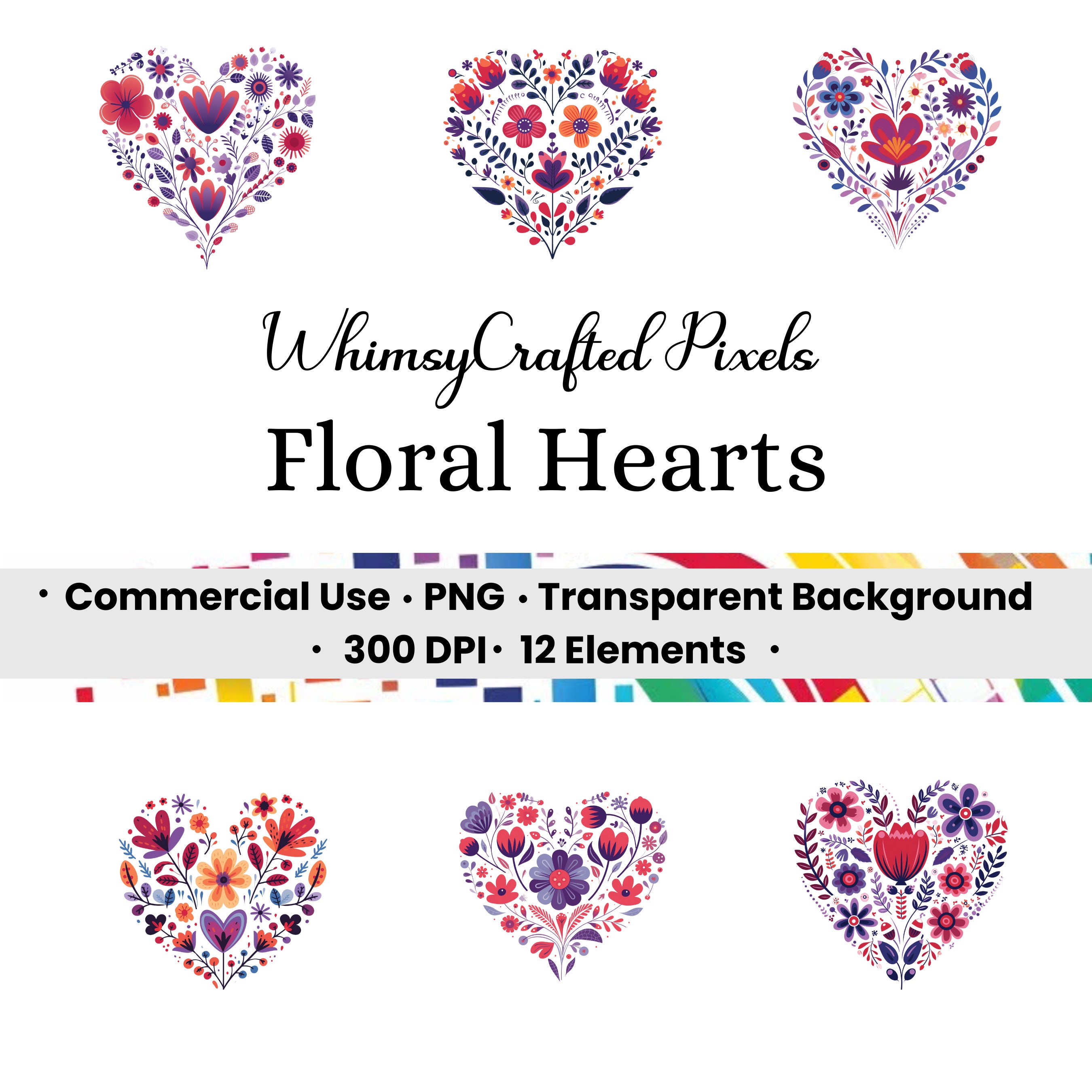 Floral Heart Clip Art Set | Pretty Digital Images | for Scrapbooks ...