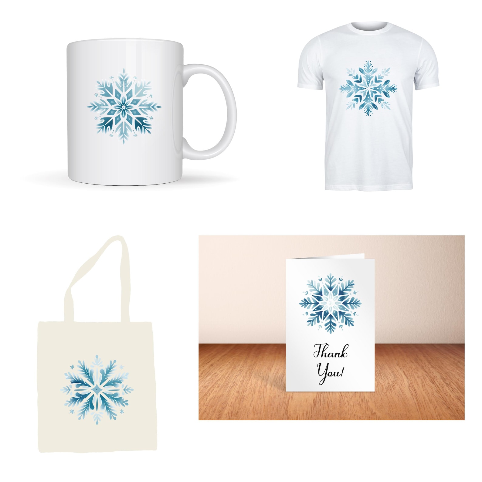 Blue Folk Art Snowflakes Clip Art Set Winter Digital Images for ...
