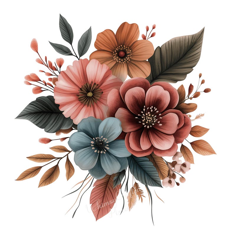 Autumn Flowers V3 Clip Art Set | Digital Fall Images for Scrapbooks ...