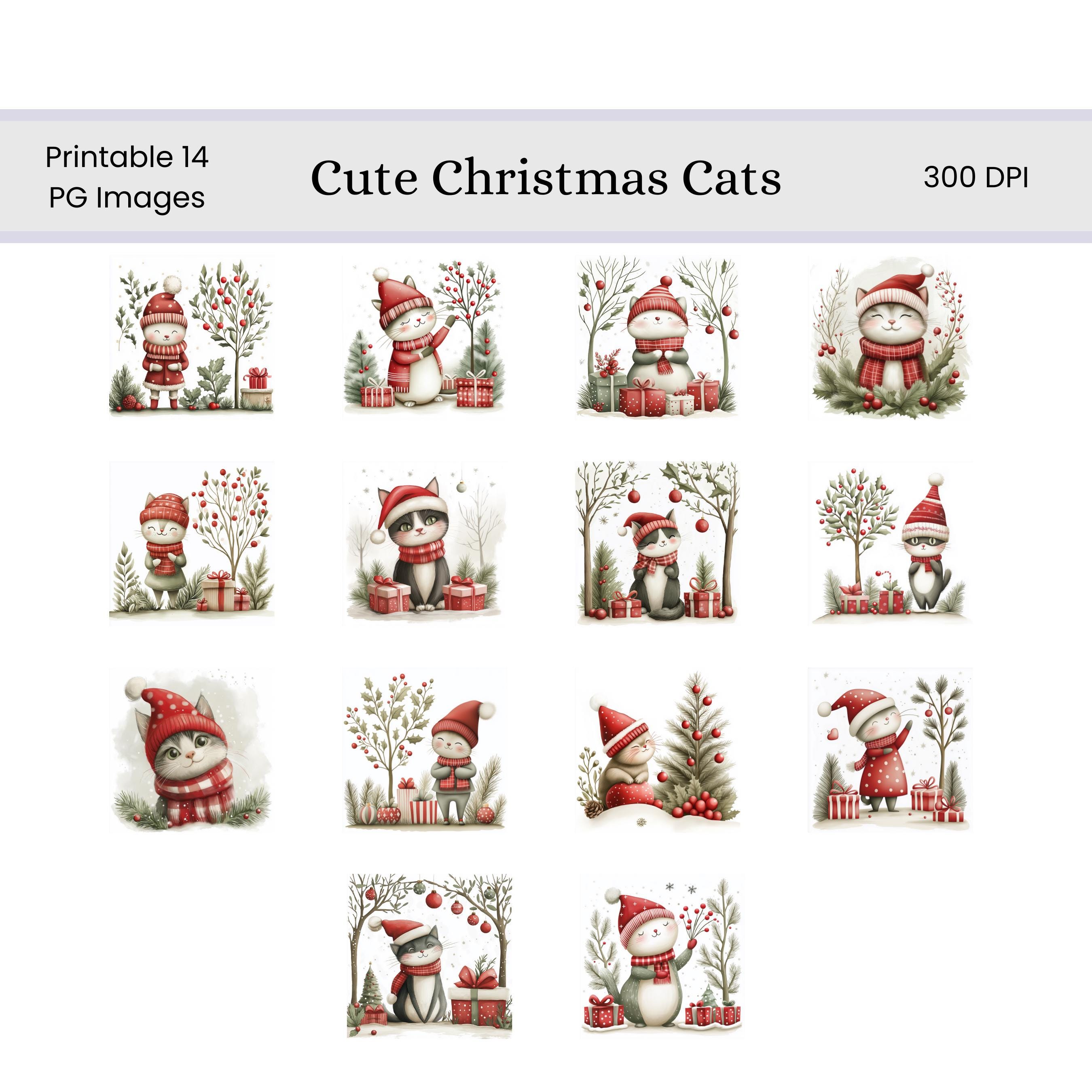 Cute Christmas Cats Digital Pages | Holiday Printable Digital ...