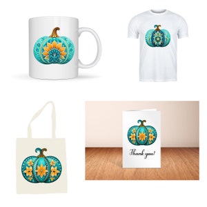 Teal Painted Pumpkins Clip Art Set | Fall Digital Images |scrapbooks ...