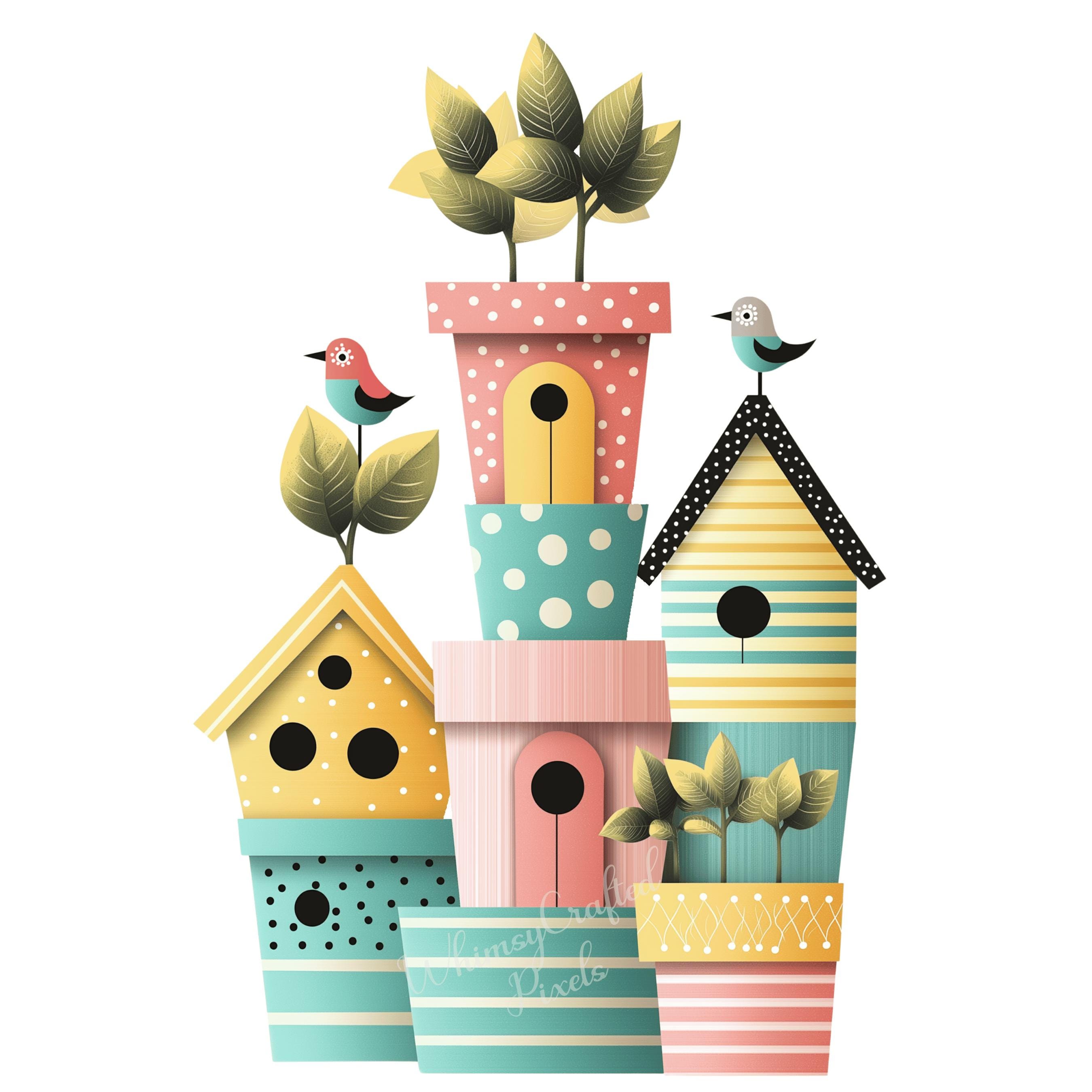 Cute Birdhouse Condos Clip Art Set | Digital Images | Scrapbooks, Card ...