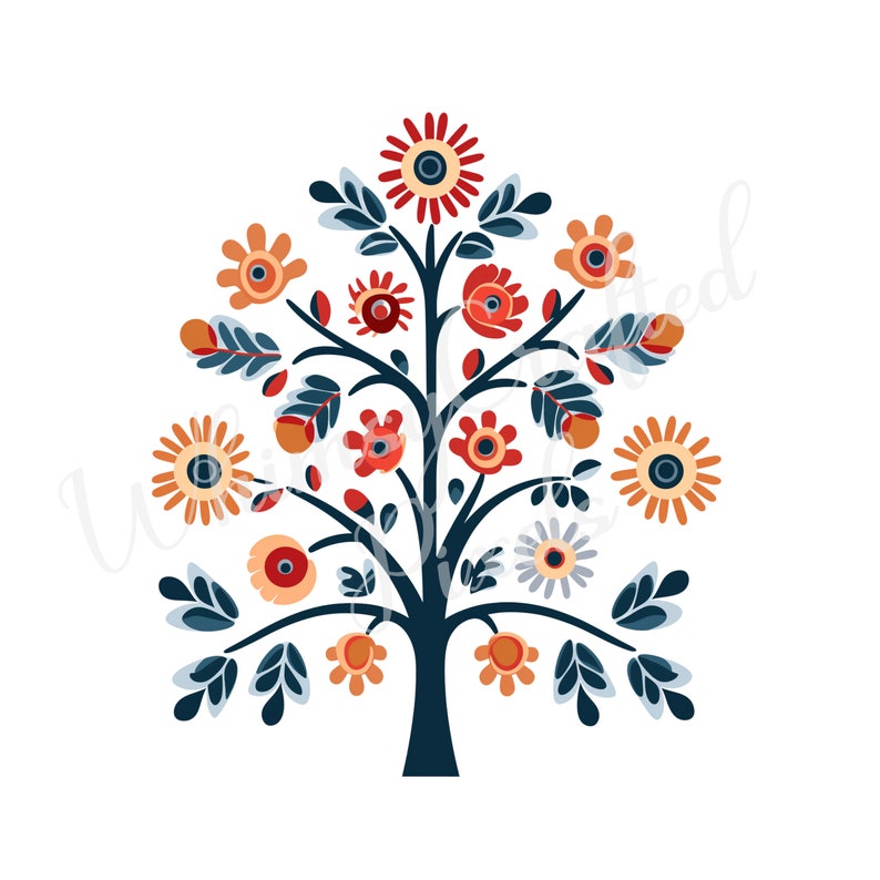 Folk Art Trees Clip Art Set | Pretty Digital Images | for Scrapbooks ...