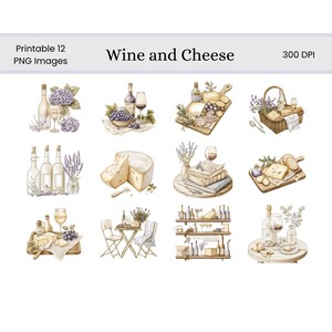Wine and Cheese Clip Art Set | Cozy Digital Images | Scrapbooks, Card ...