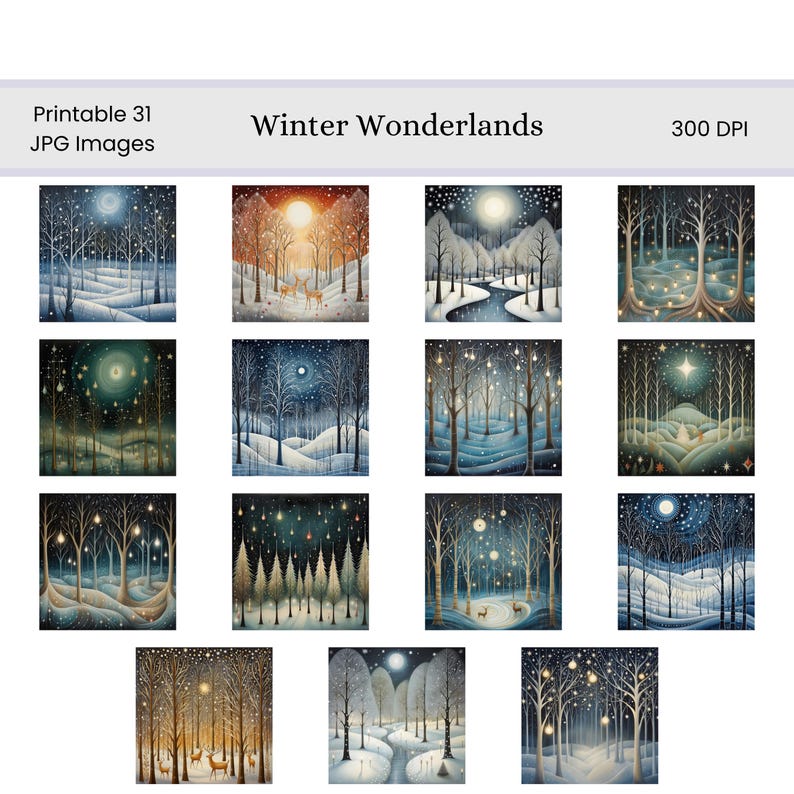 Winter Wonderlands Digital Pages | Winter Landscapes Printable Digital ...
