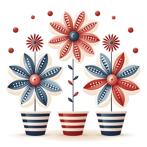 Patriotic Potted Flowers Digital Pages | Whimsical Printable Digital ...