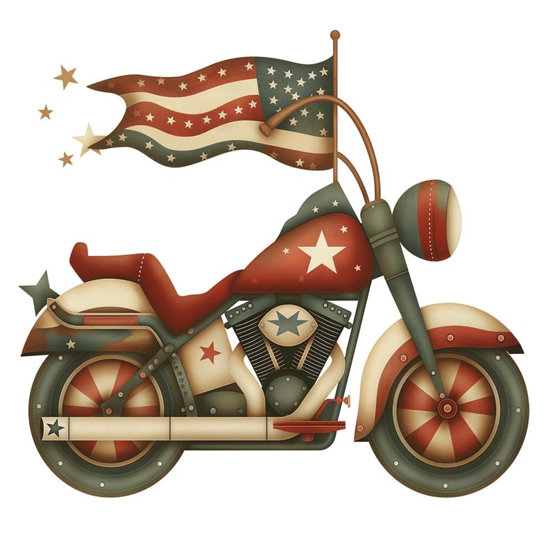 Americana Motorcycles Clip Art Set | Patriotic Digital Images ...