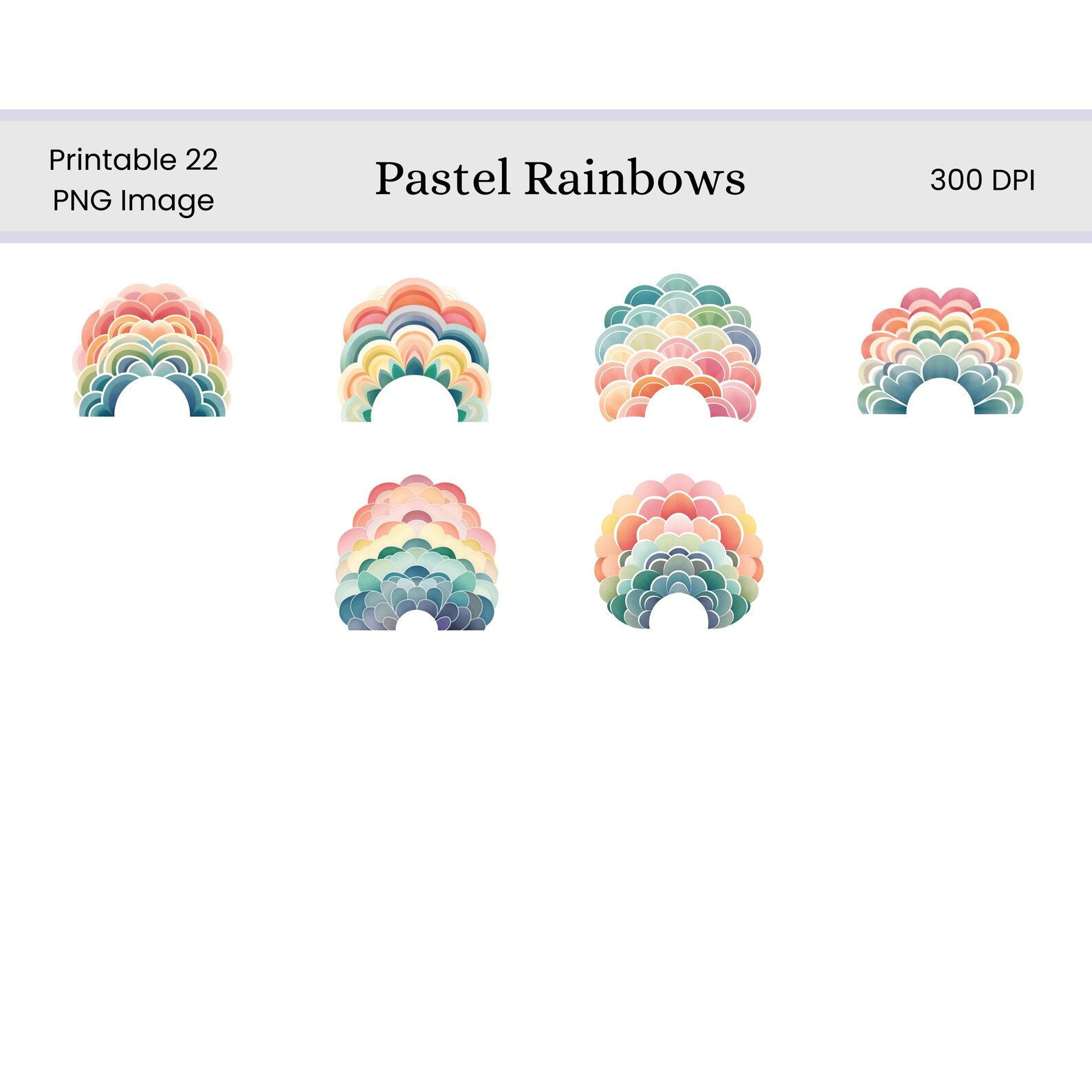 Pastel Rainbows Clip Art Set | Digitals Rainbow Images for Scrapbooks ...