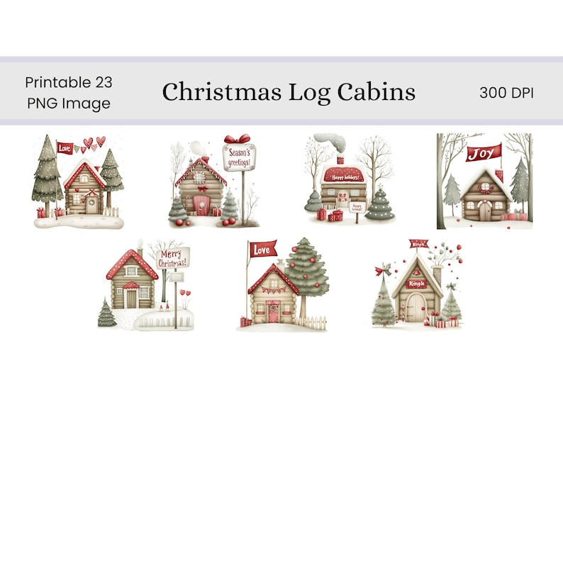 Christmas Log Cabins Clip Art Set | Digital Images for Scrapbooks, Card ...