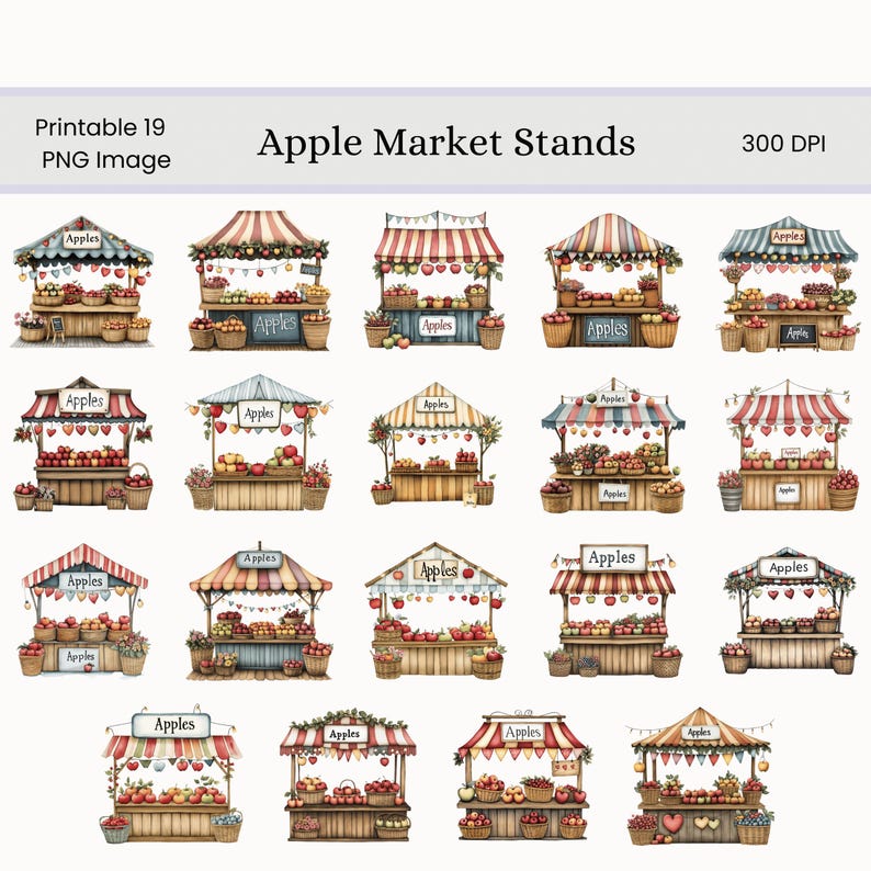 Apple Market Stands Clip Art Set | Digital Apple Shop Images for ...