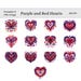 Purple and Red Hearts Clip Art Set | Valentine Digital Images ...