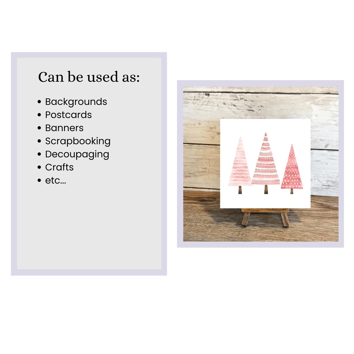 Pink Boho Christmas Trees Clip Art Set | Holiday Digital Images ...