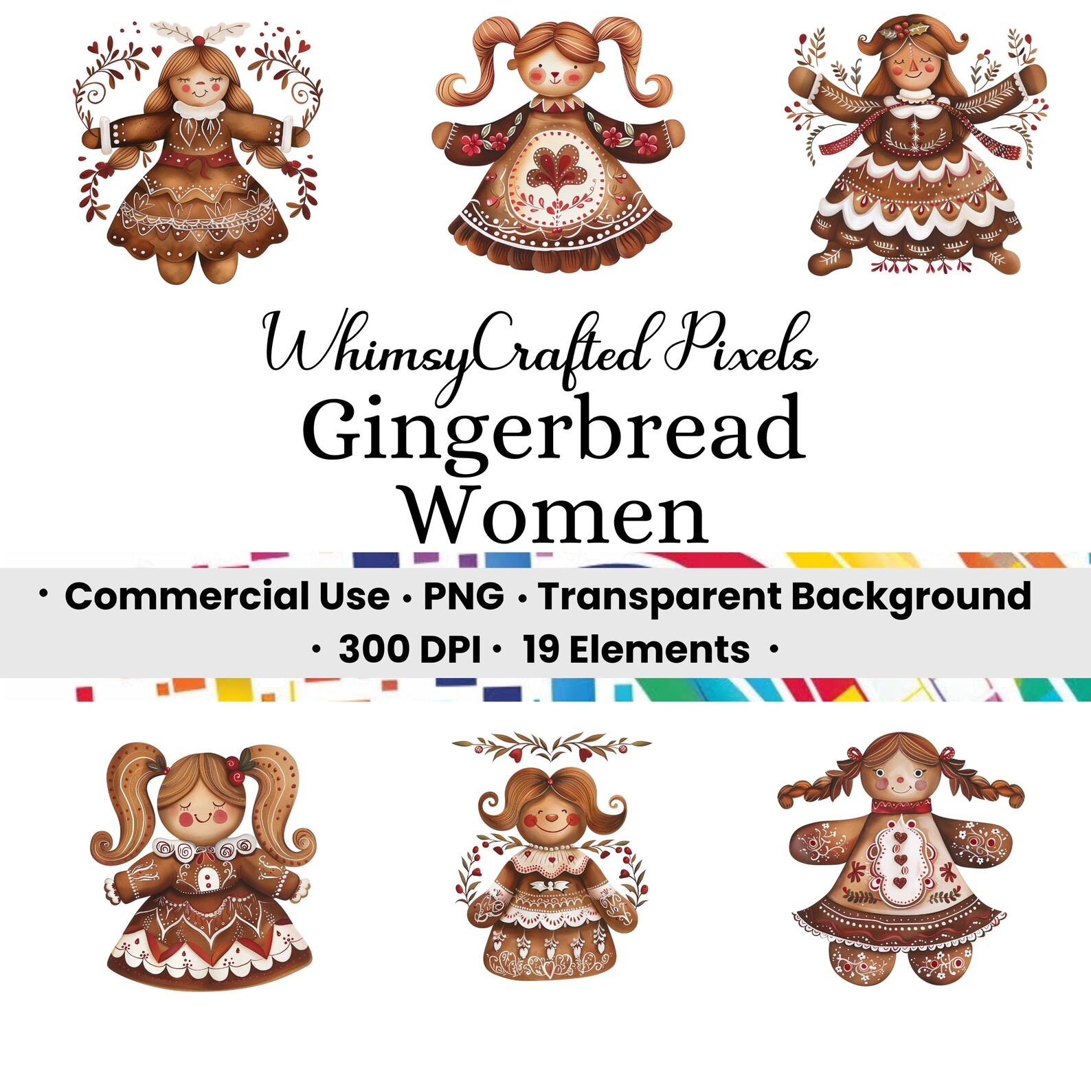 Gingerbread Women Clip Art Set Holiday Digital Images for Scrapbooks ...