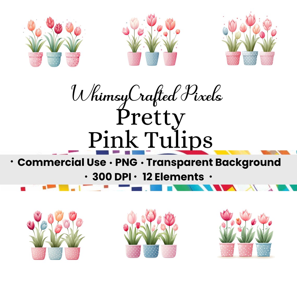 Pretty Pink Tulips Clip Art Set Spring Digital Images for Scrapbooks ...