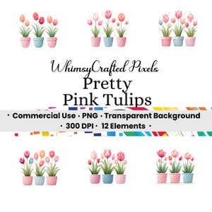 Pretty Pink Tulips Clip Art Set | Spring Digital Images for Scrapbooks ...