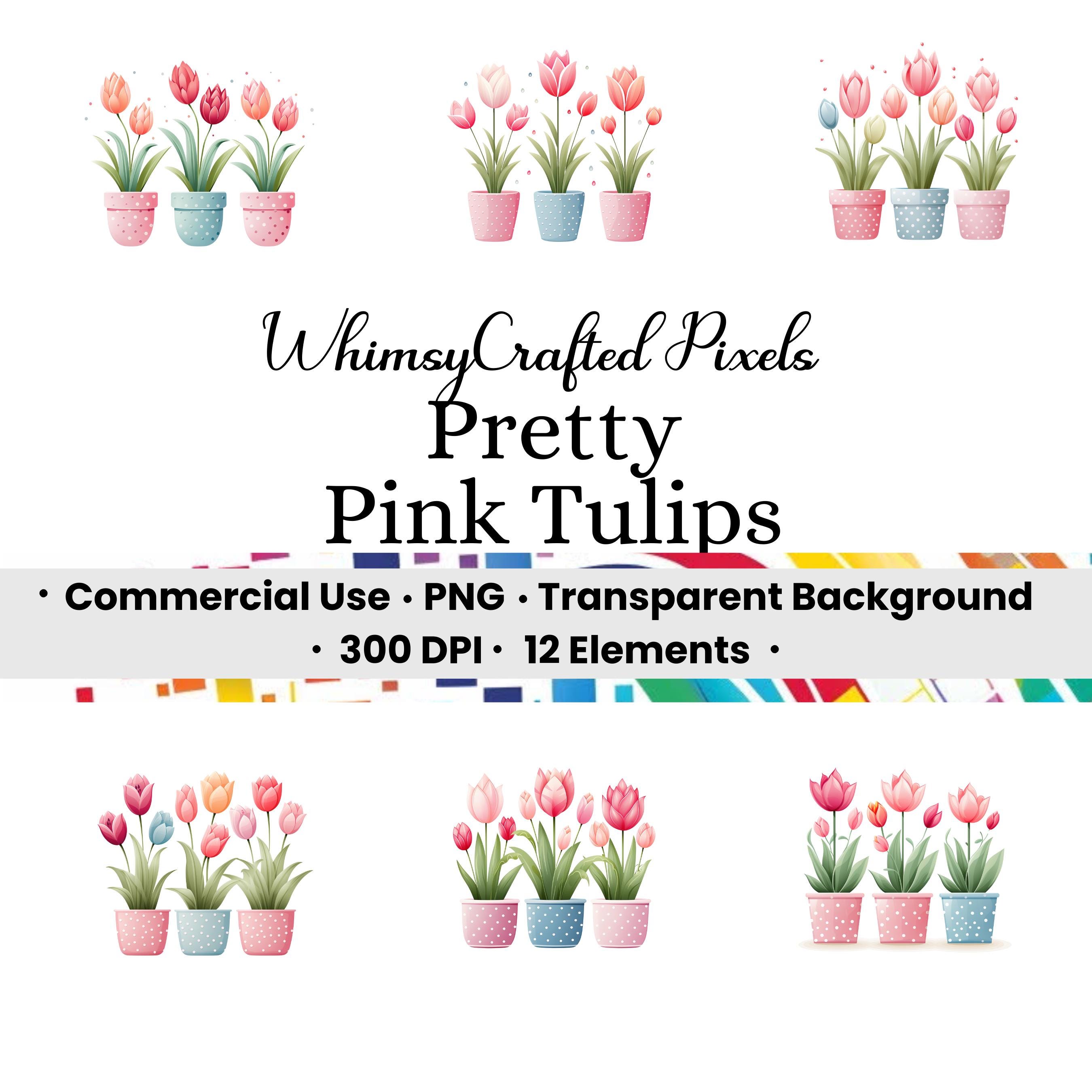 Pretty Pink Tulips Clip Art Set | Spring Digital Images for Scrapbooks ...