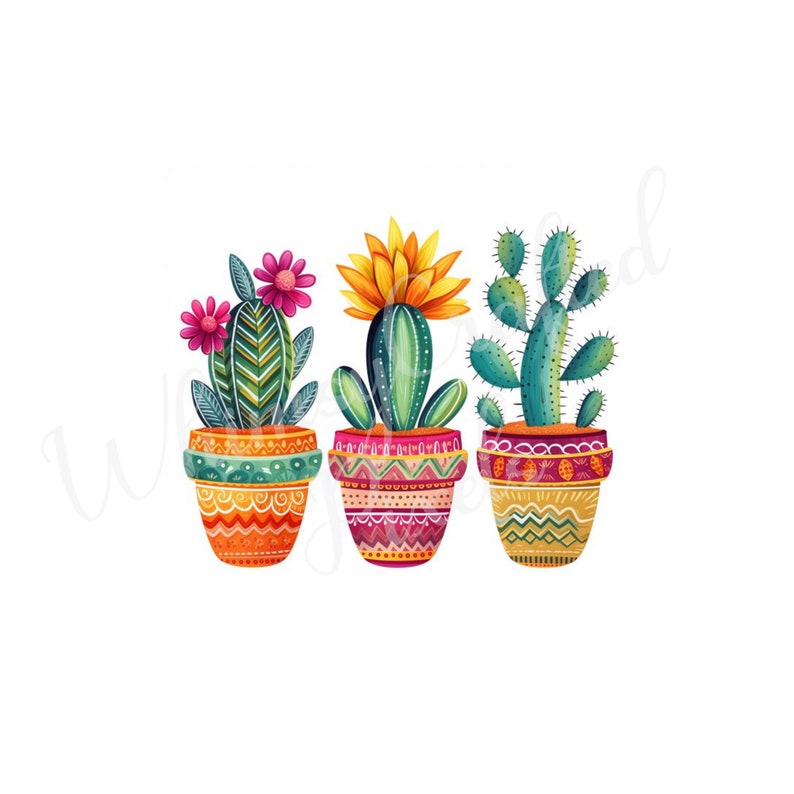 Colorful Cacti Digital Pages Pretty Printable Digital Backgrounds for ...