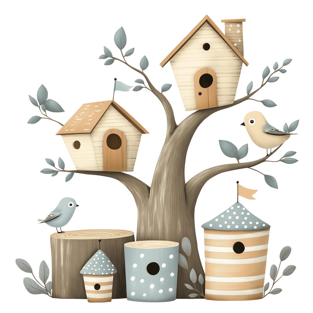 Cute Pastel Birdhouses Clip Art Set | Digital Images | Scrapbooks, Card ...