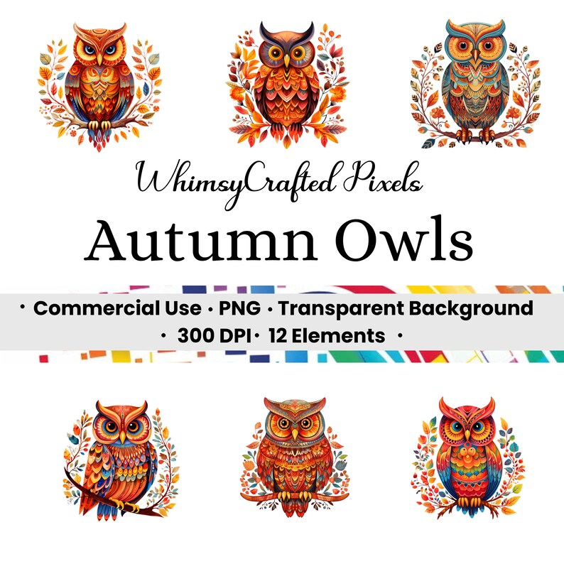 Autumn Owls Clip Art Set | Fall Digital Images | for Scrapbooks, Card ...