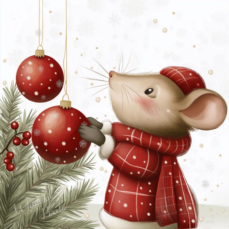 Cute Christmas Mouse Digital Pages | Holiday Printable Digital ...