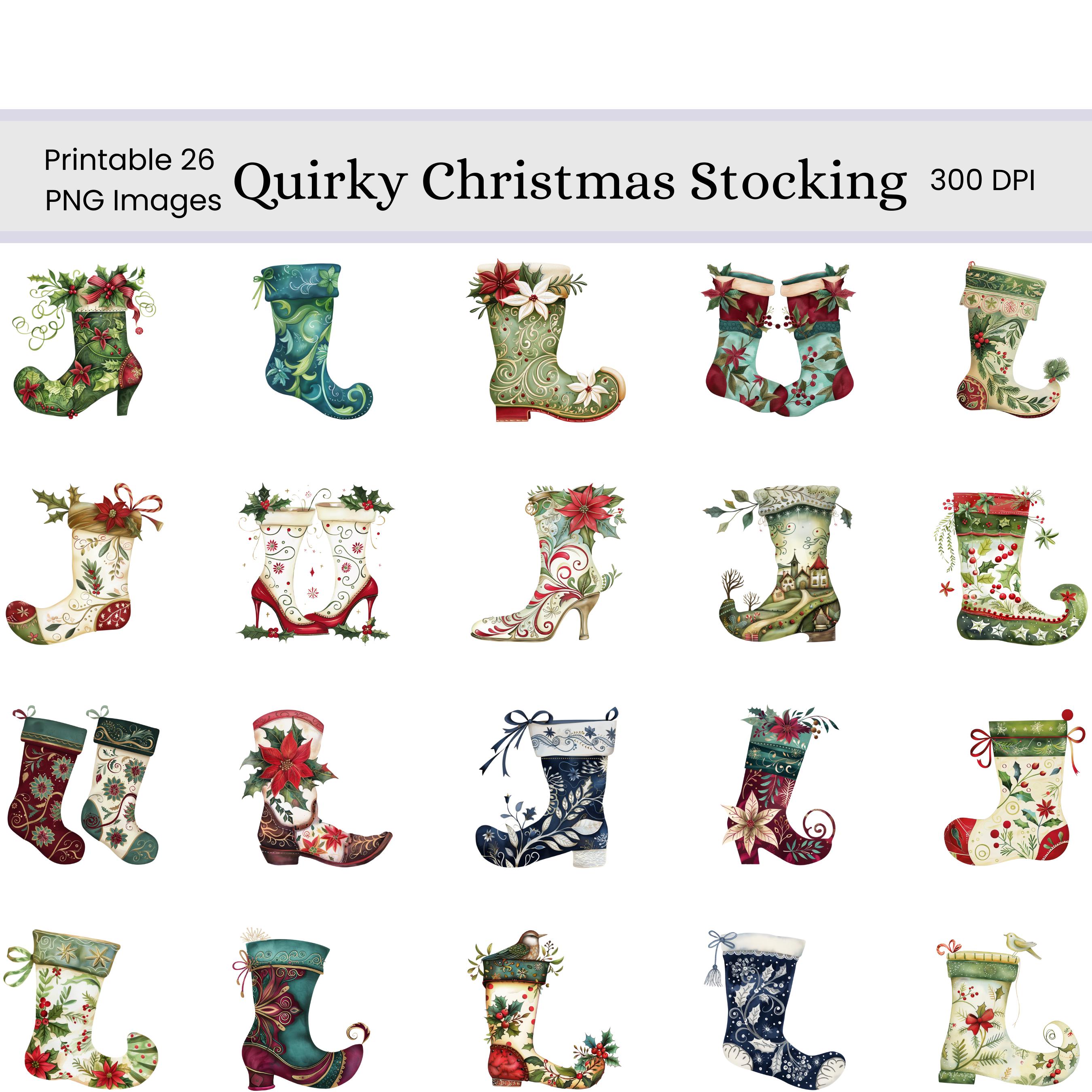 Quirky Christmas Stocking Clip Art Set | Fun Digital Images ...