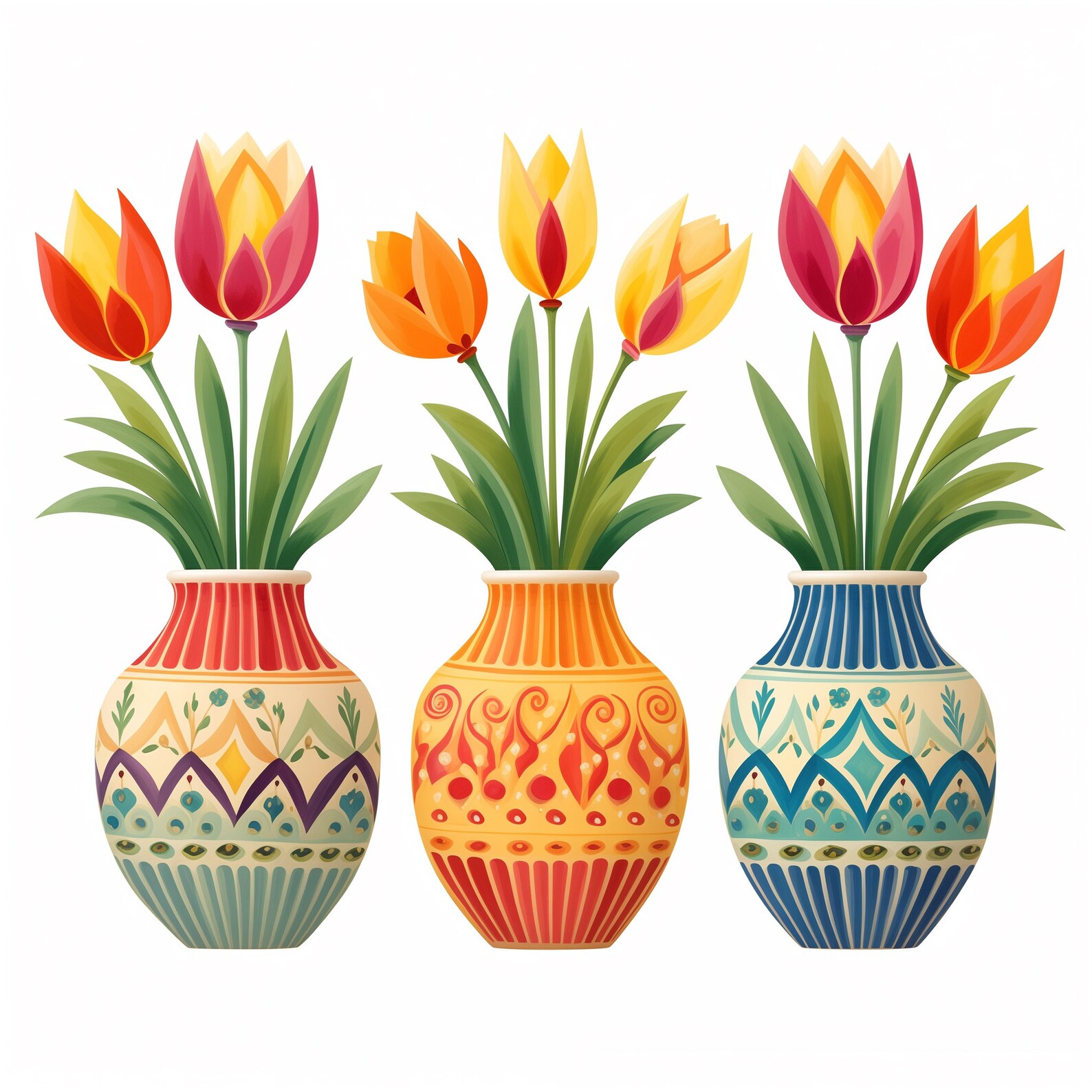 Three Pretty Flower Vases Digital Pages | Pretty Printable Digital ...