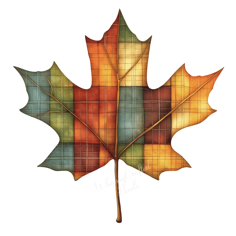Plaid Maple Leaf Clip Art Set | Fall Digital Images | for Scrapbooks ...