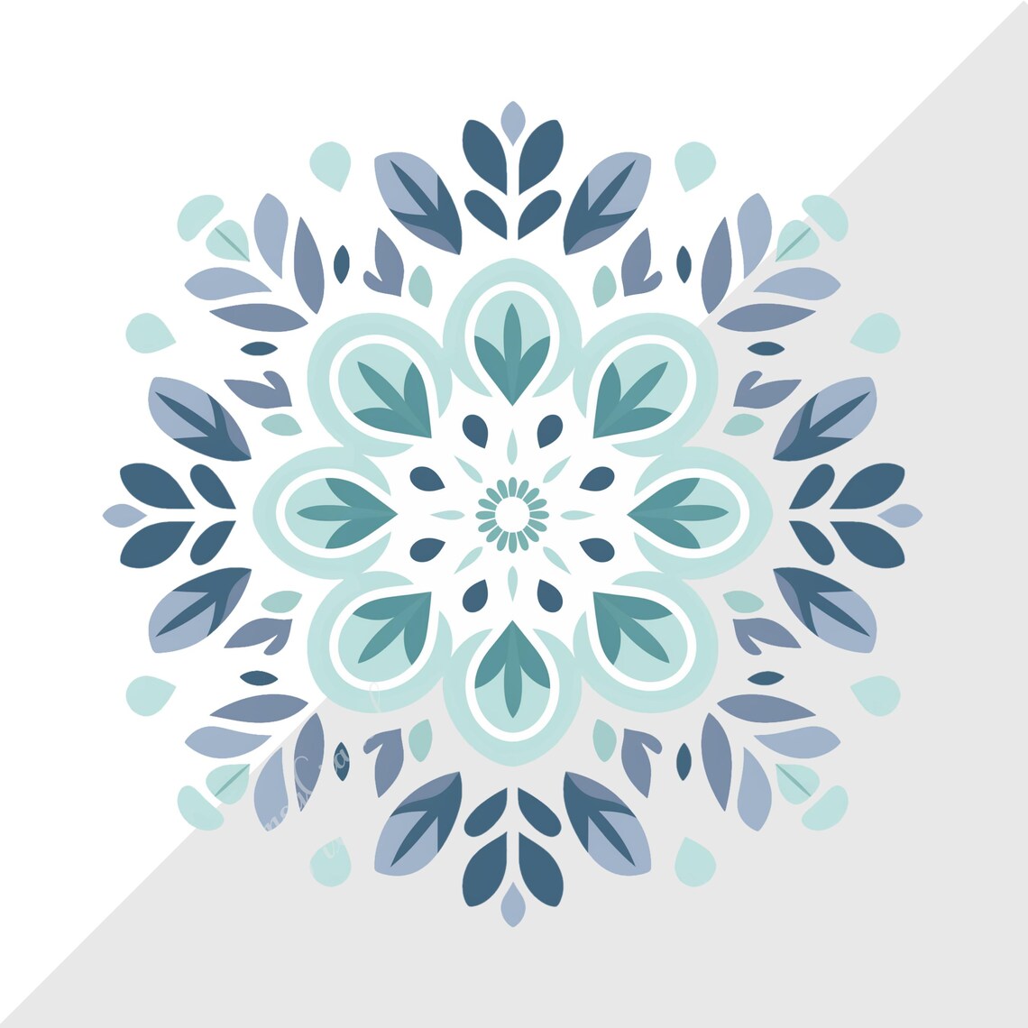 Periwinkle and Mint Floral Mandalas Clip Art Set | Digital Images for ...