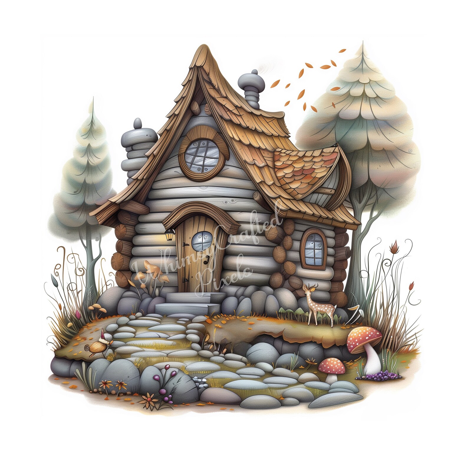 Cute Cozy Log Cabins Digital Pages | Fun Printable Digital Backgrounds ...