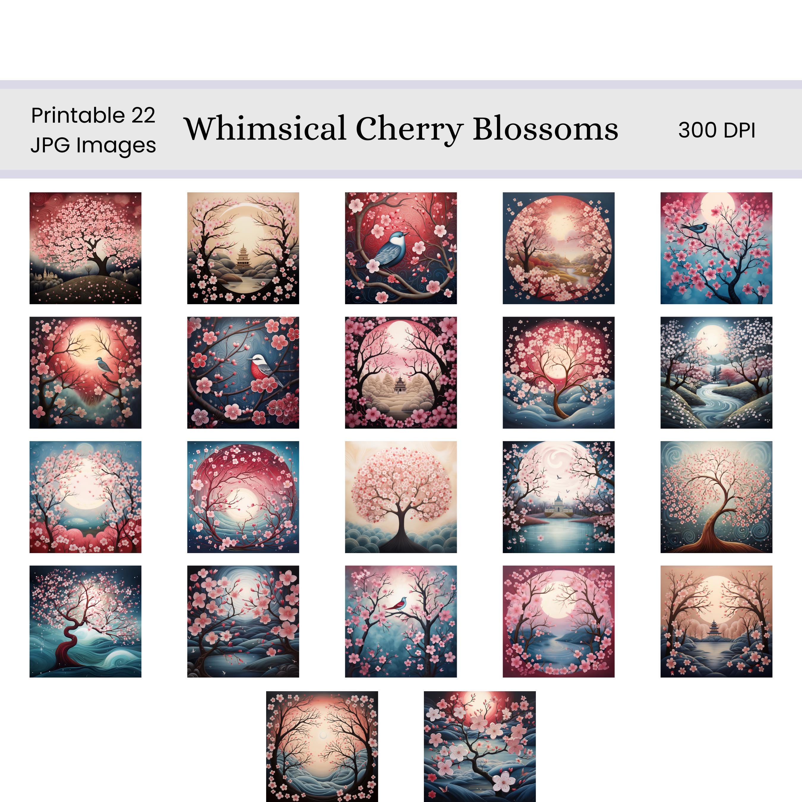 Whimsical Cherry Blossoms Digital Pages | Floral Printable Digital ...