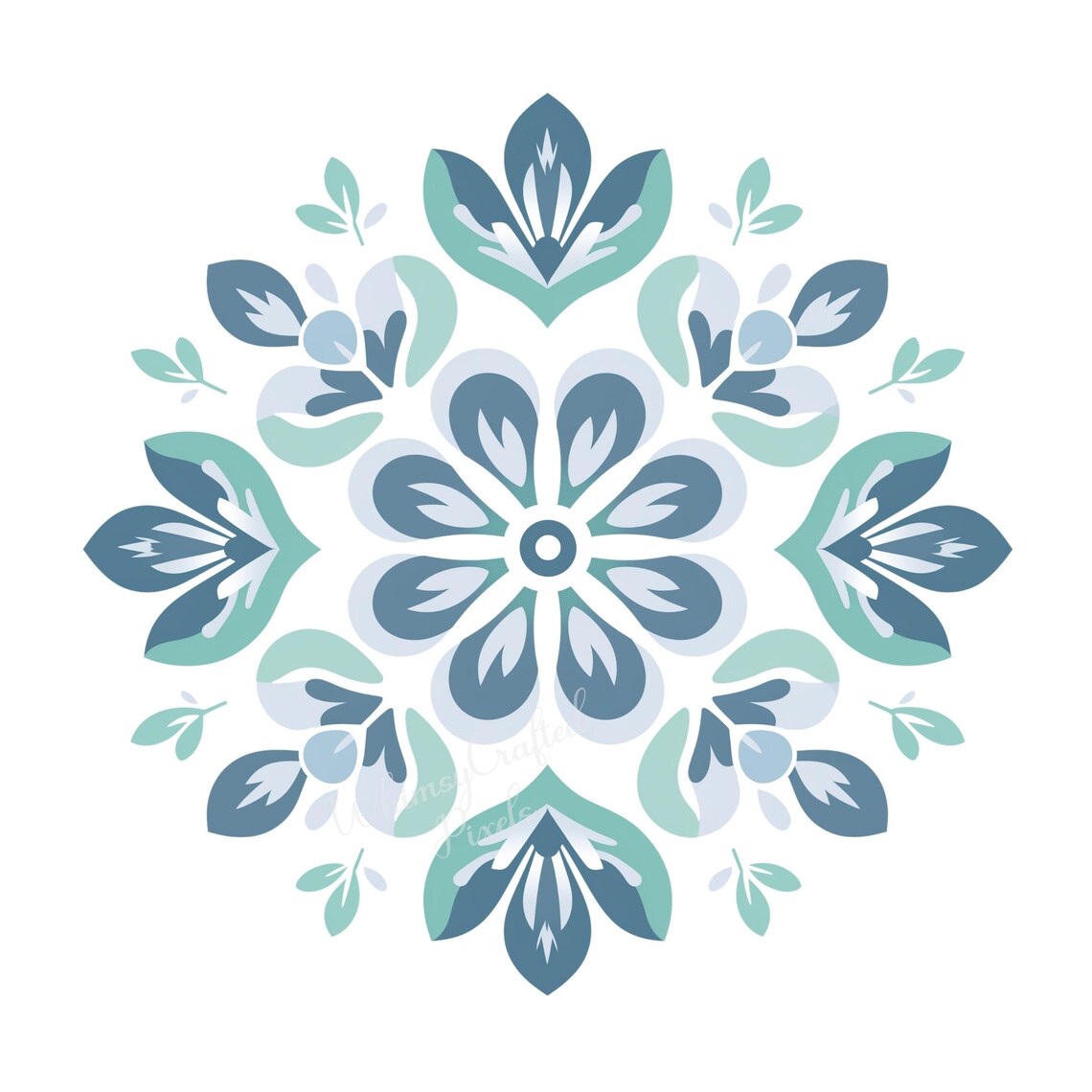 Periwinkle and Mint Floral Mandalas Clip Art Set | Digital Images for ...
