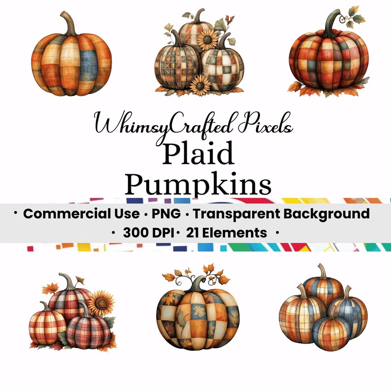 Plaid Pumpkins Clip Art Set | Pretty Fall Digital Images | Scrapbooks ...