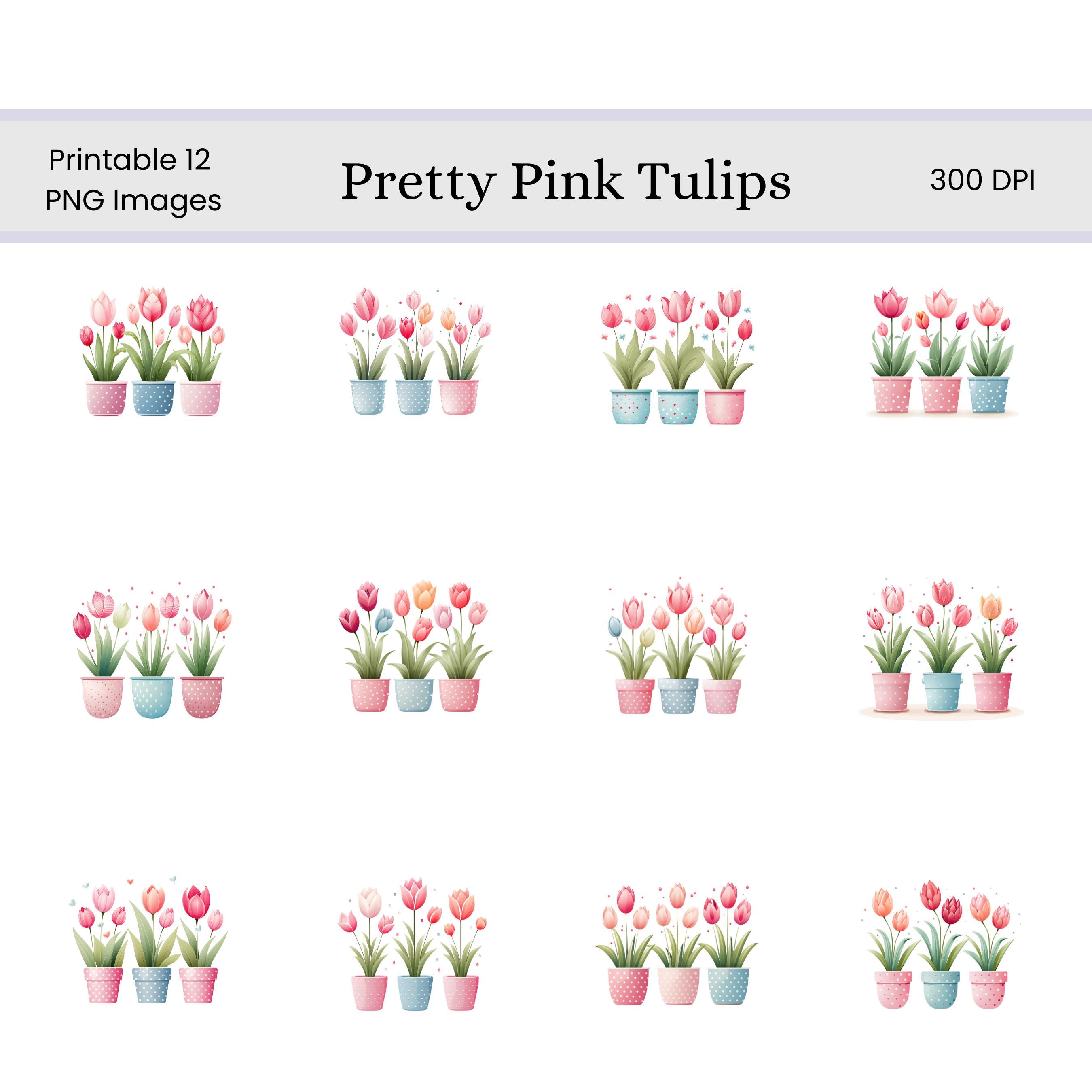 Pretty Pink Tulips Clip Art Set | Spring Digital Images for Scrapbooks ...