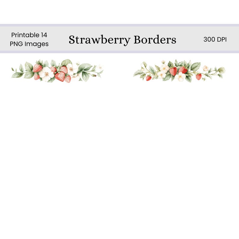 Strawberry Borders Clip Art Set | Digital Border Images for Scrapbooks ...