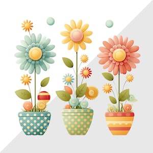 Cute Pastel Daisies Clip Art Set | Spring Digital Images for Scrapbooks ...