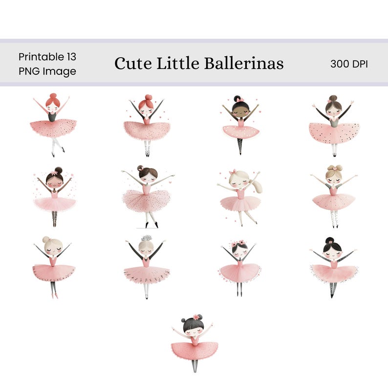Cute Little Ballerinas Clip Art Set | Digital Ballet Images | Scrapbooks, Card Making, Crafts ...