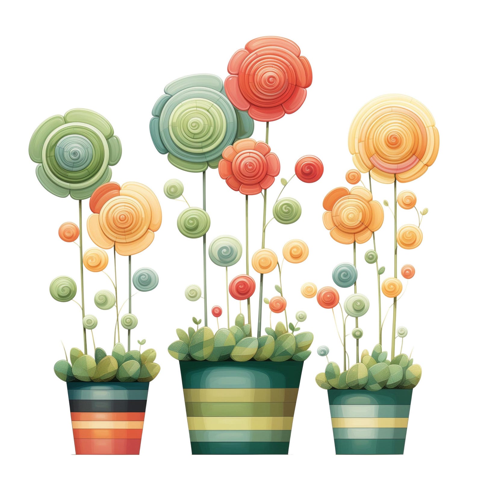 Cute Potted Flowers V1 Digital Pages | Spring Printable Digital ...